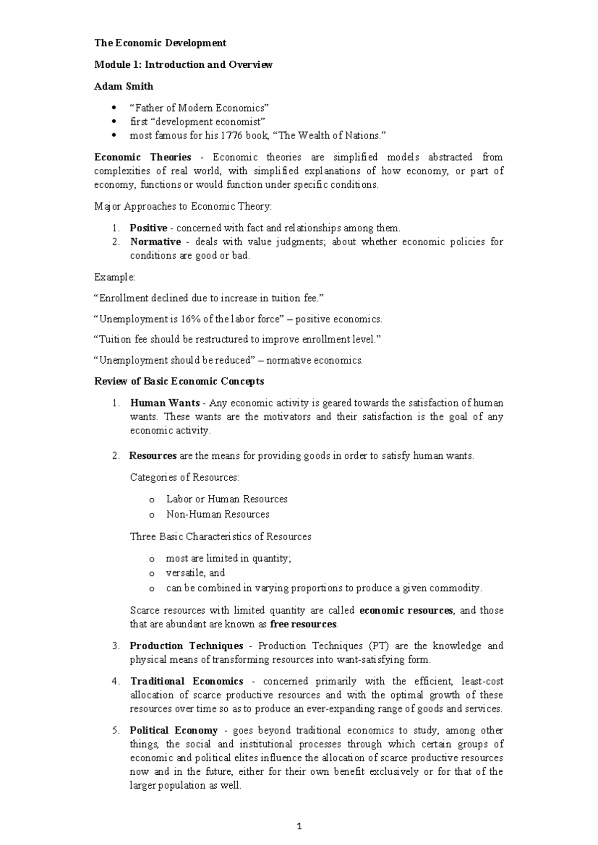 Econ - ... - The Economic Development Module 1: Introduction and ...