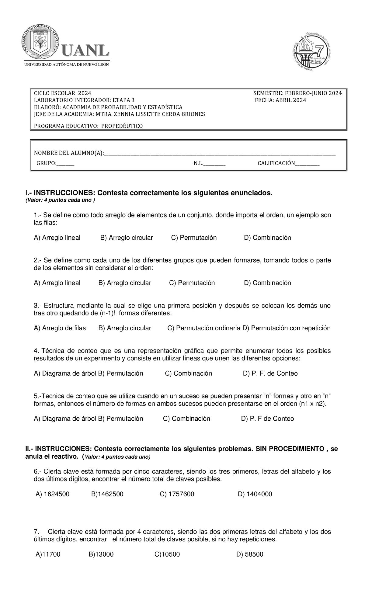 Laboratorio Integrador Etapa 3 2024 - I.- INSTRUCCIONES: Contesta ...