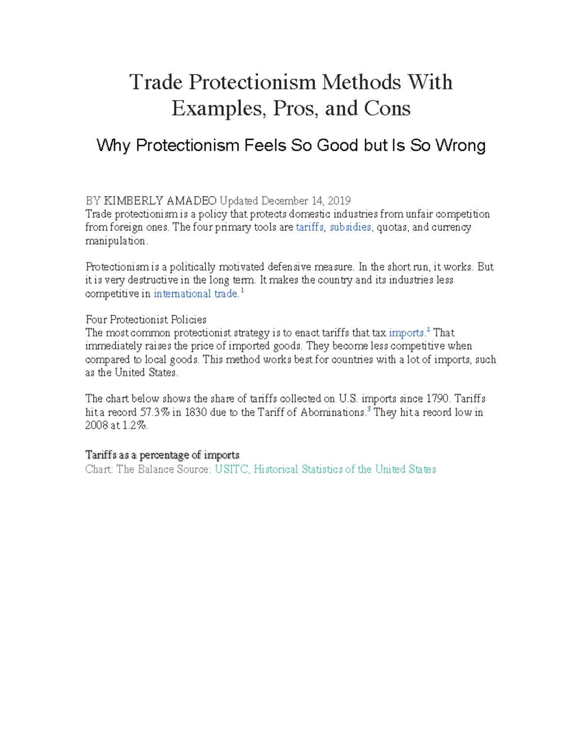 IB Article analysis article 1 - Trade Protectionism Methods With ...