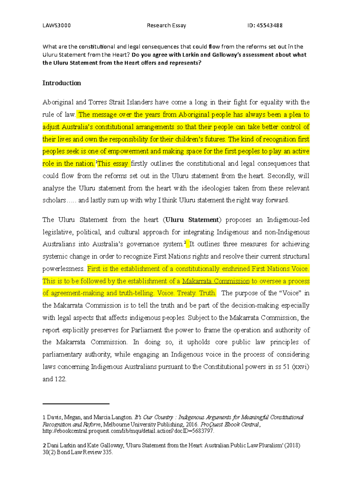 Laws3000 Research Essay (Final) - What are the constitutional and legal ...