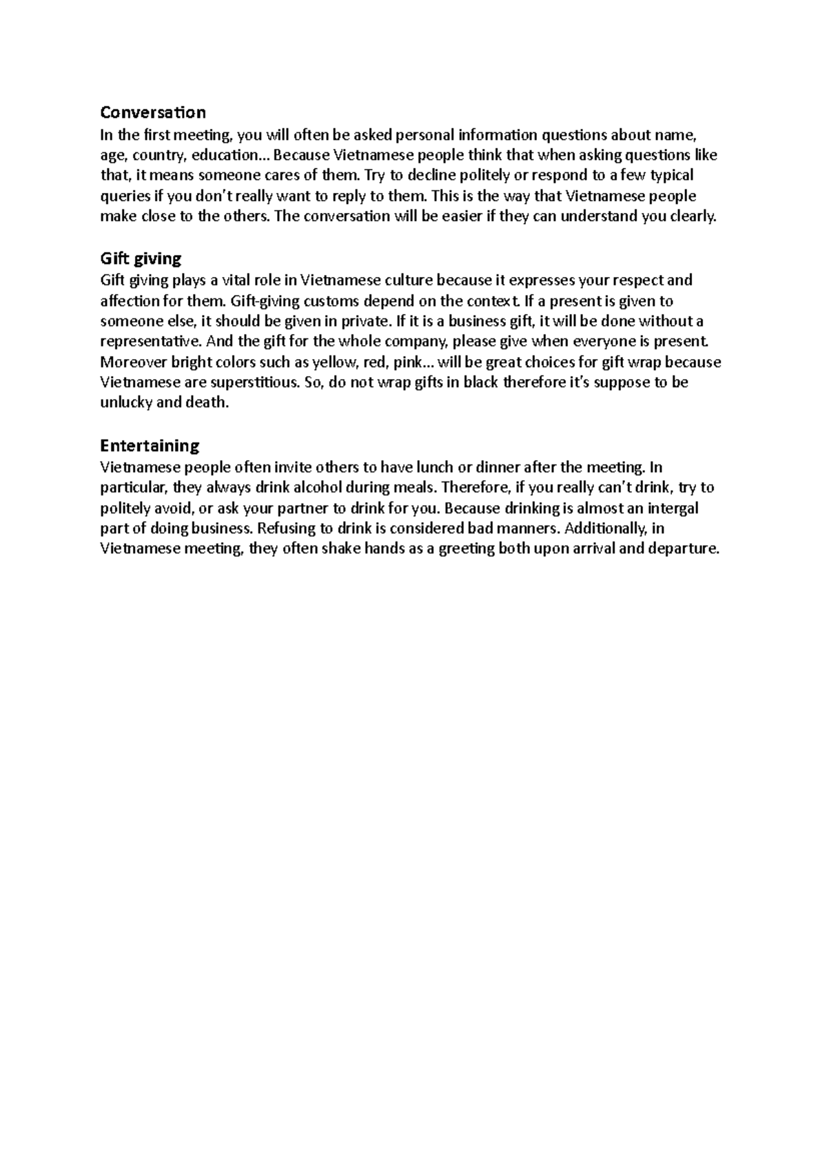 Conversation - Some English - Conversation In the first meeting, you ...