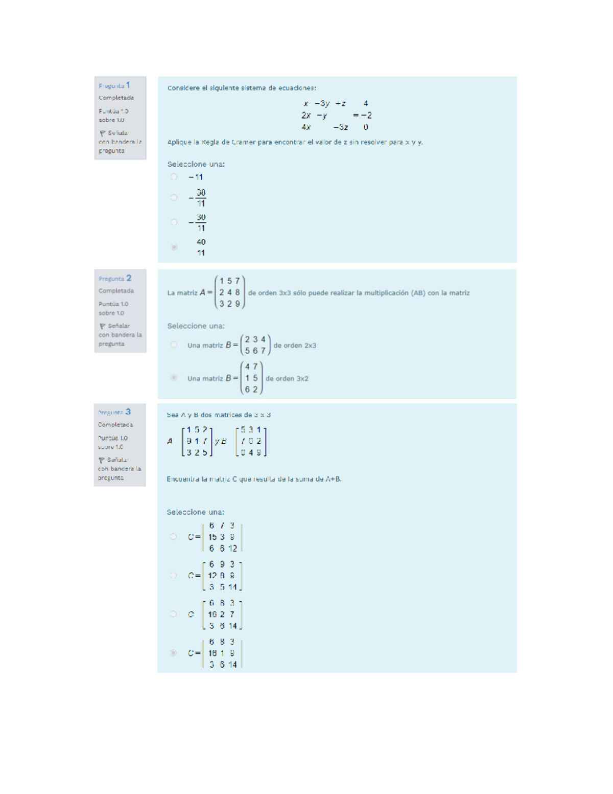 Examen semana 1 algebra lineal - Pregunta 1 Considere el siguiente sistema de ecuaciones ...