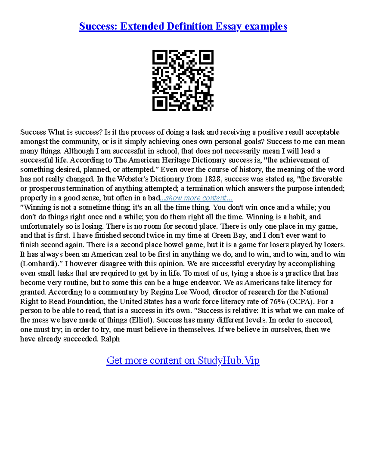 Extended Definition Essays - Although I am successful in school, that ...