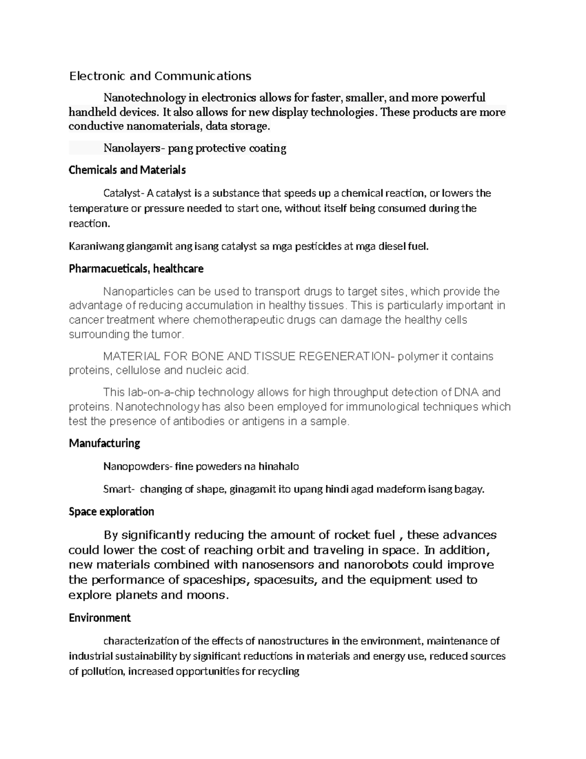 STS Report - STS - Electronic and Communications Nanotechnology in ...