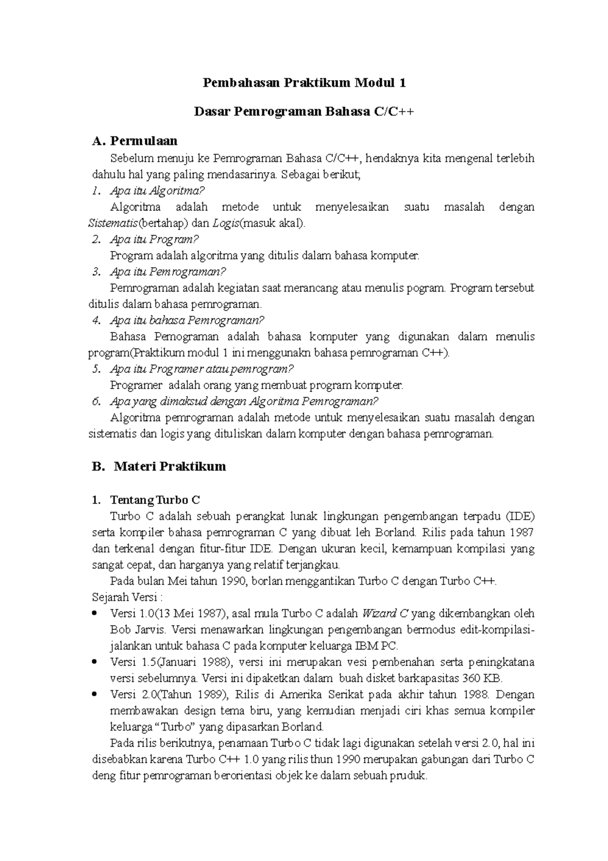 Praktikum Algoritma Dan Pemrograman Modul 1 Pembahasan Praktikum Modul 1 Dasar Pemrograman 