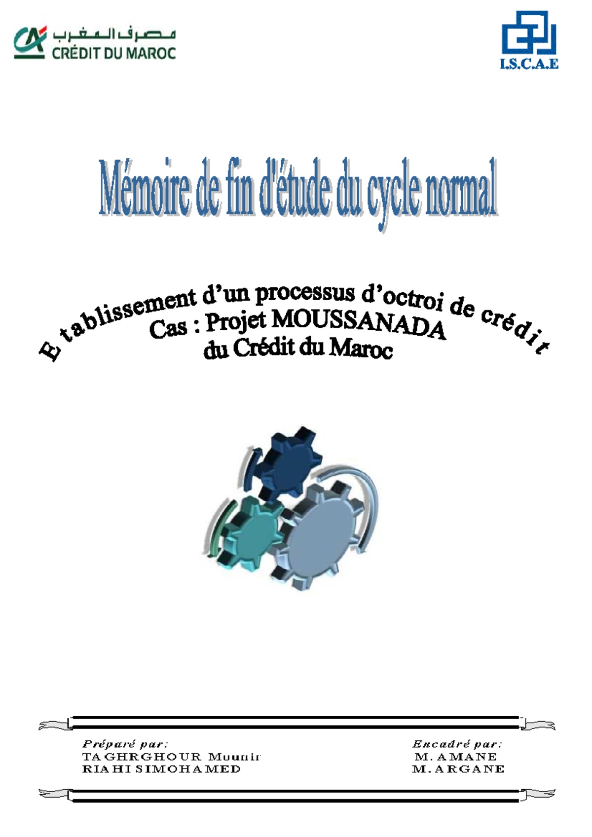 Etablissement dun processus doctroi de crédit cas projet Moussanada du ...