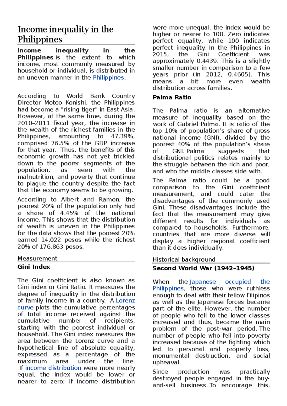 Public Finance Week 17 Income inequality - Income inequality in the ...