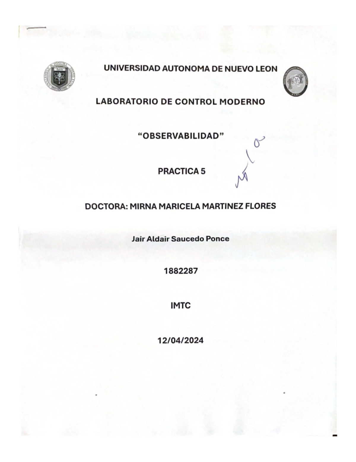 Práctica 5 - Práctica 5 lab de control moderno - Control Moderno Y Laboratorio - Studocu