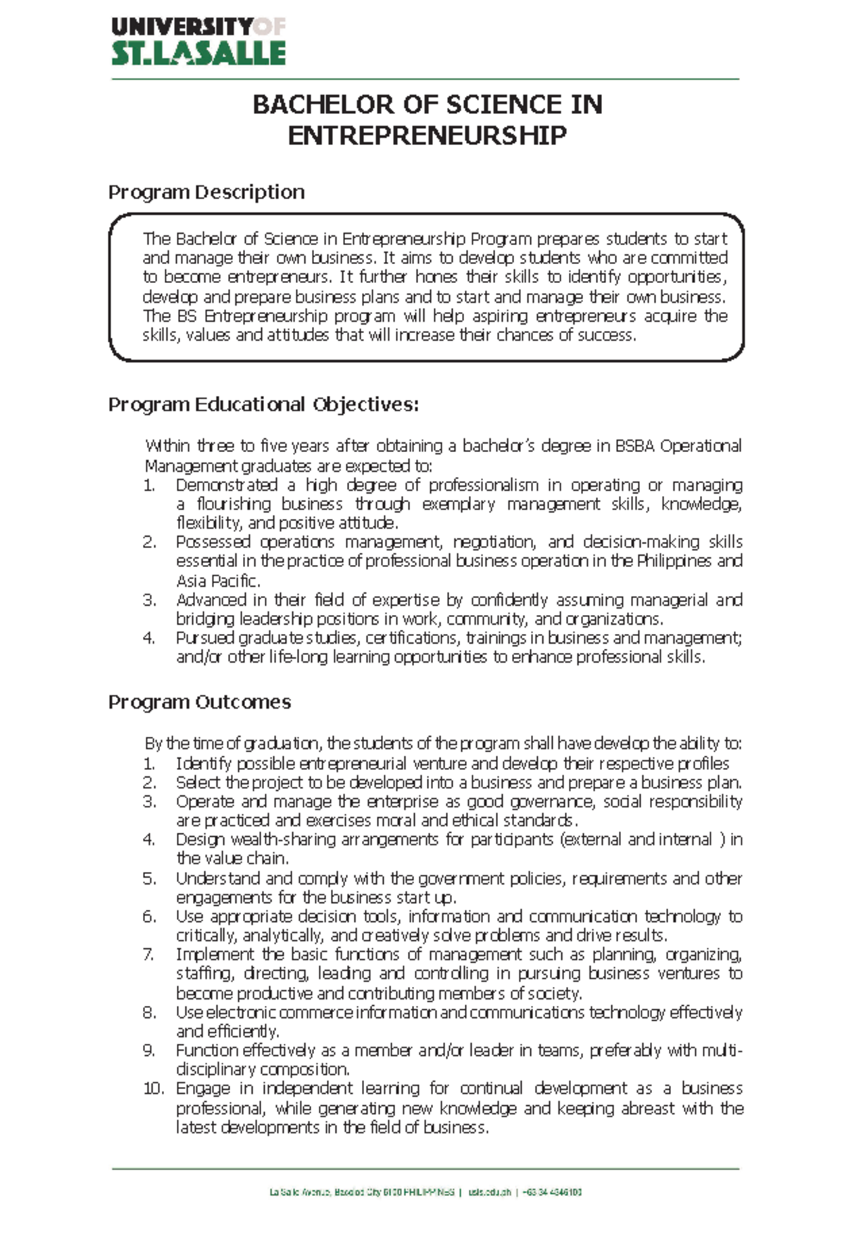 5.BS Entrepreneurship - BACHELOR OF SCIENCE IN ENTREPRENEURSHIP Program ...