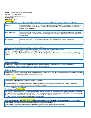 Mental health exam 2 study guide - Mental Health Review CHAPTER 10 PG ...