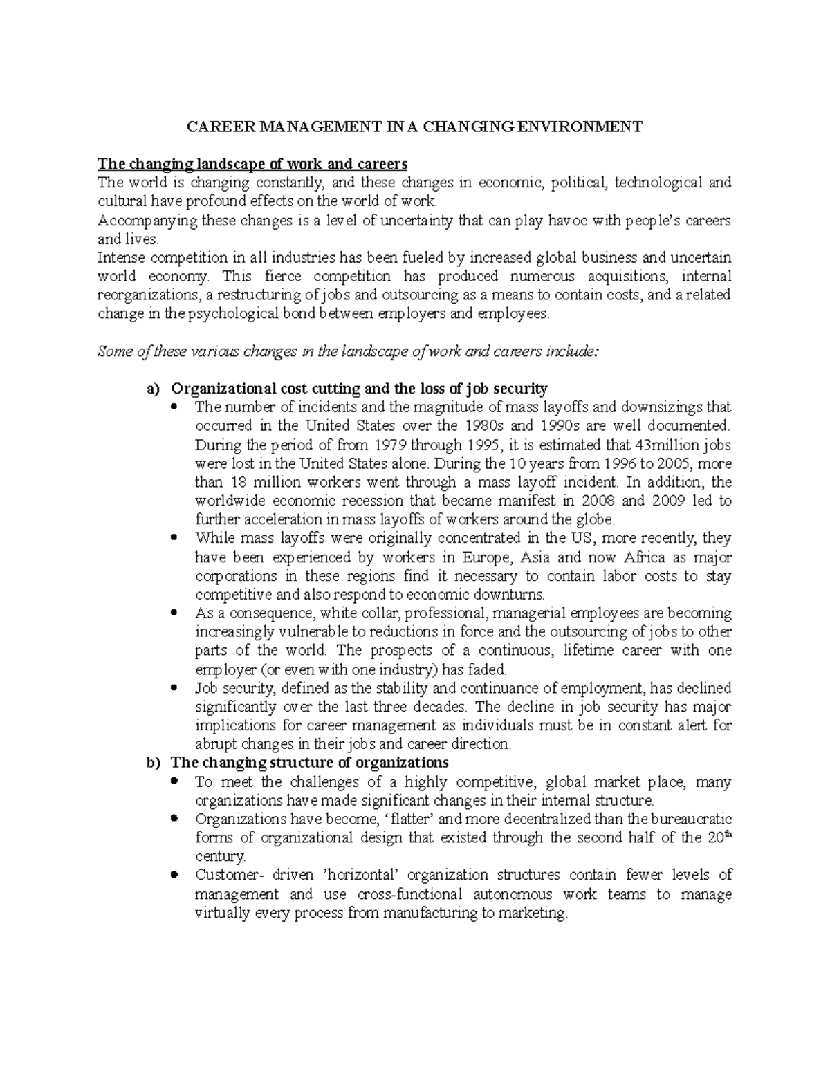 10. Career Management IN A Changing Environment - Business management ...