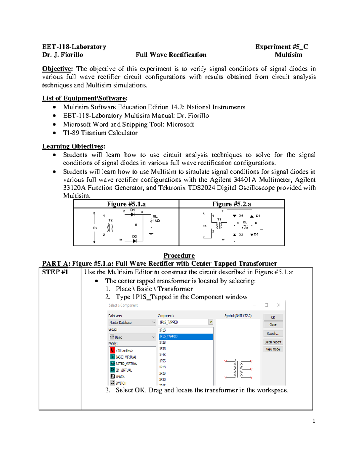 EET118 Lab Exp #5 Procedure - EET-118-Laboratory Experiment #5_C Dr. J ...