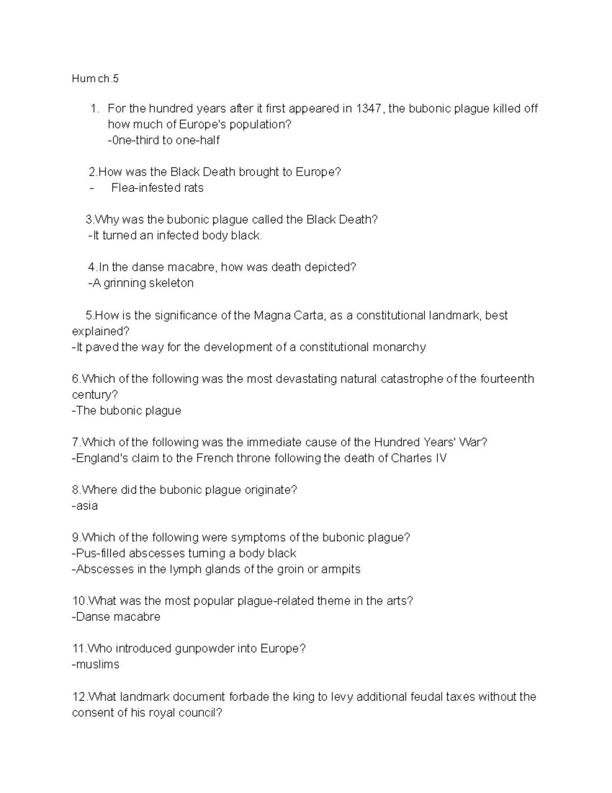 Hum ch - chapter 5 core content - Hum ch. For the hundred years after ...