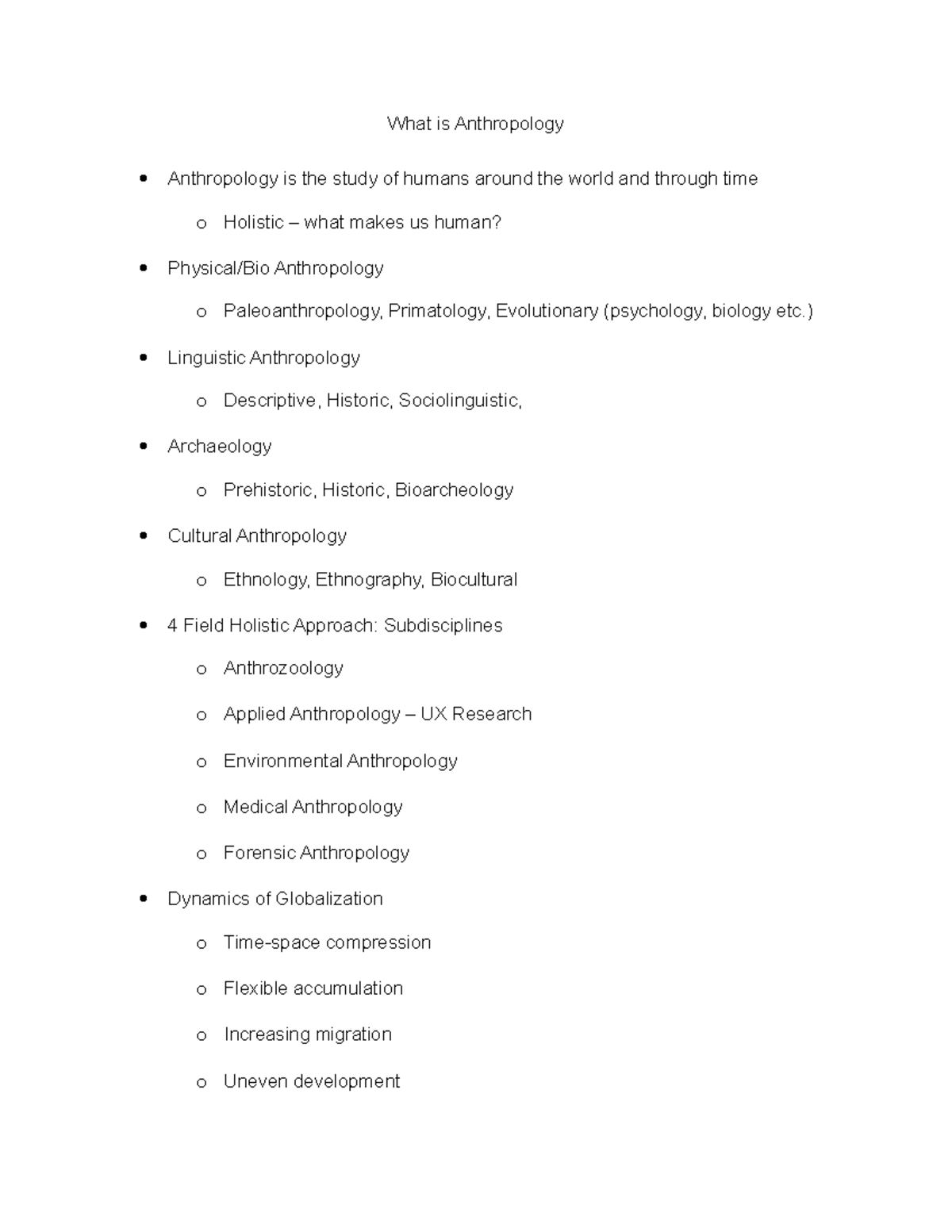 What is Anthropology - Lecture notes 1 - What is Anthropology ...