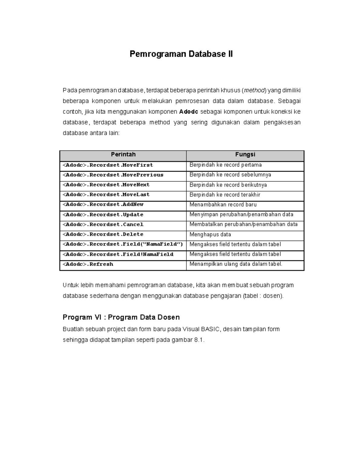 Pert 11 Database Pada Vb 11 Pemrograman Database Ii Pada Pemrograman Database Terdapat
