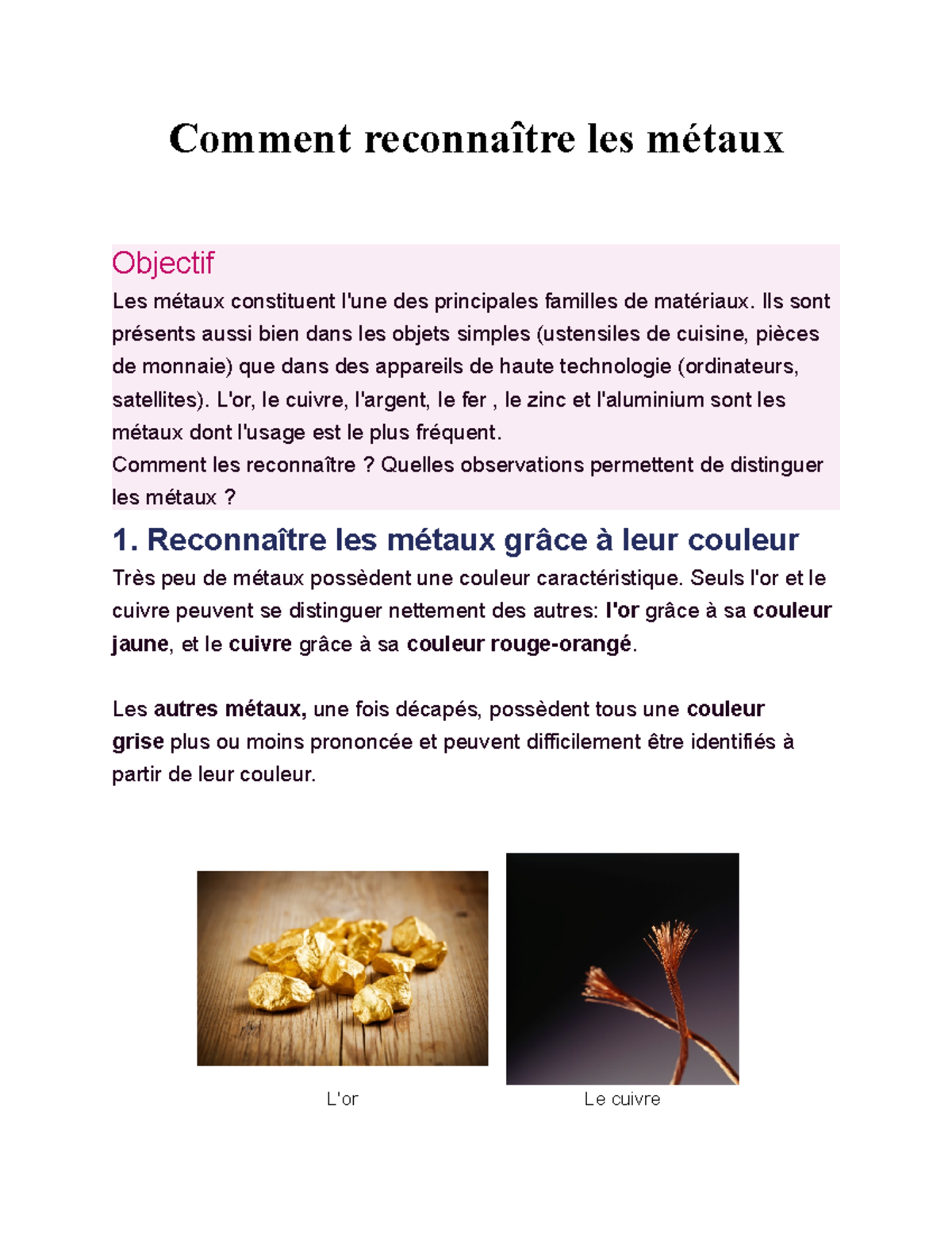 Comment Identifier Un Métal , Comment identifier différents types de ...