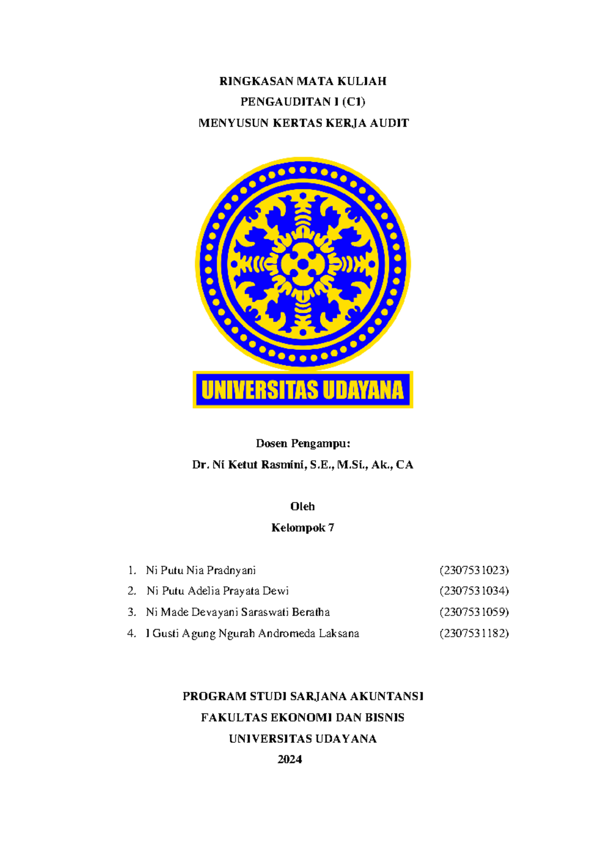 RMK Menyusun Kertas Kerja Audit - RINGKASAN MATA KULIAH PENGAUDITAN I ...