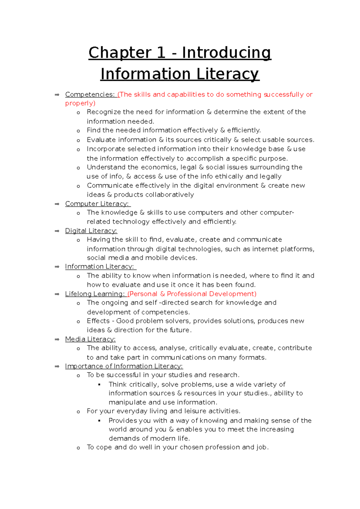 AIM 111 Notes - Material - Chapter 1 - Introducing Information Literacy ...