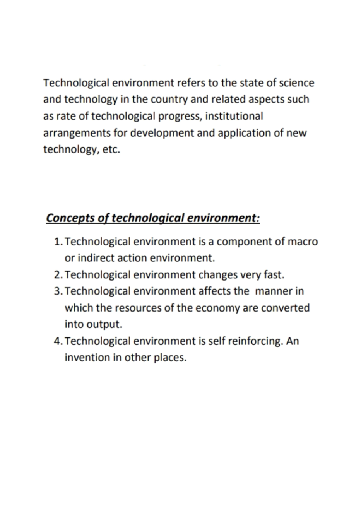 Technological Environment - PG M.COM - Studocu