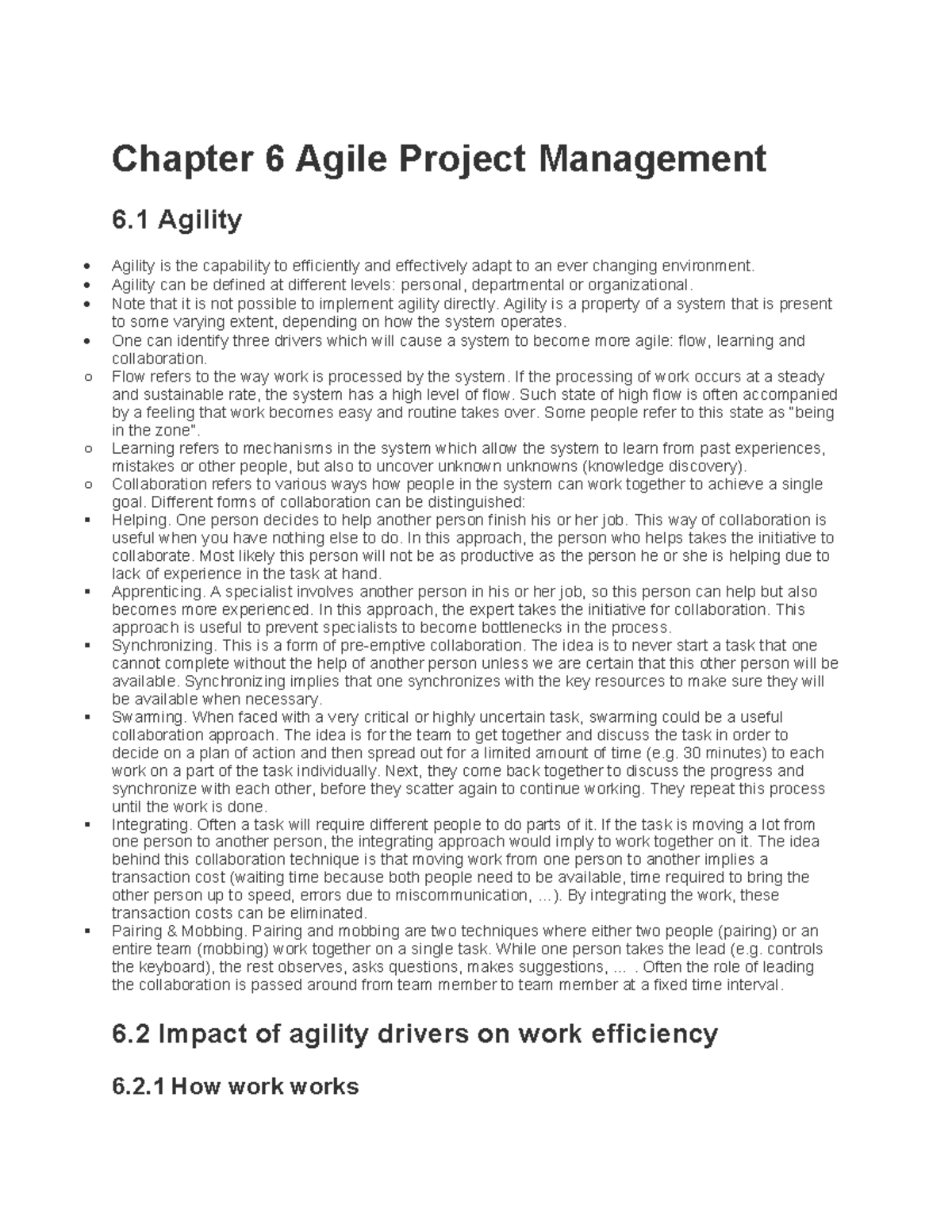 Agile project management - Chapter 6 Agile Project Management 6 Agility ...