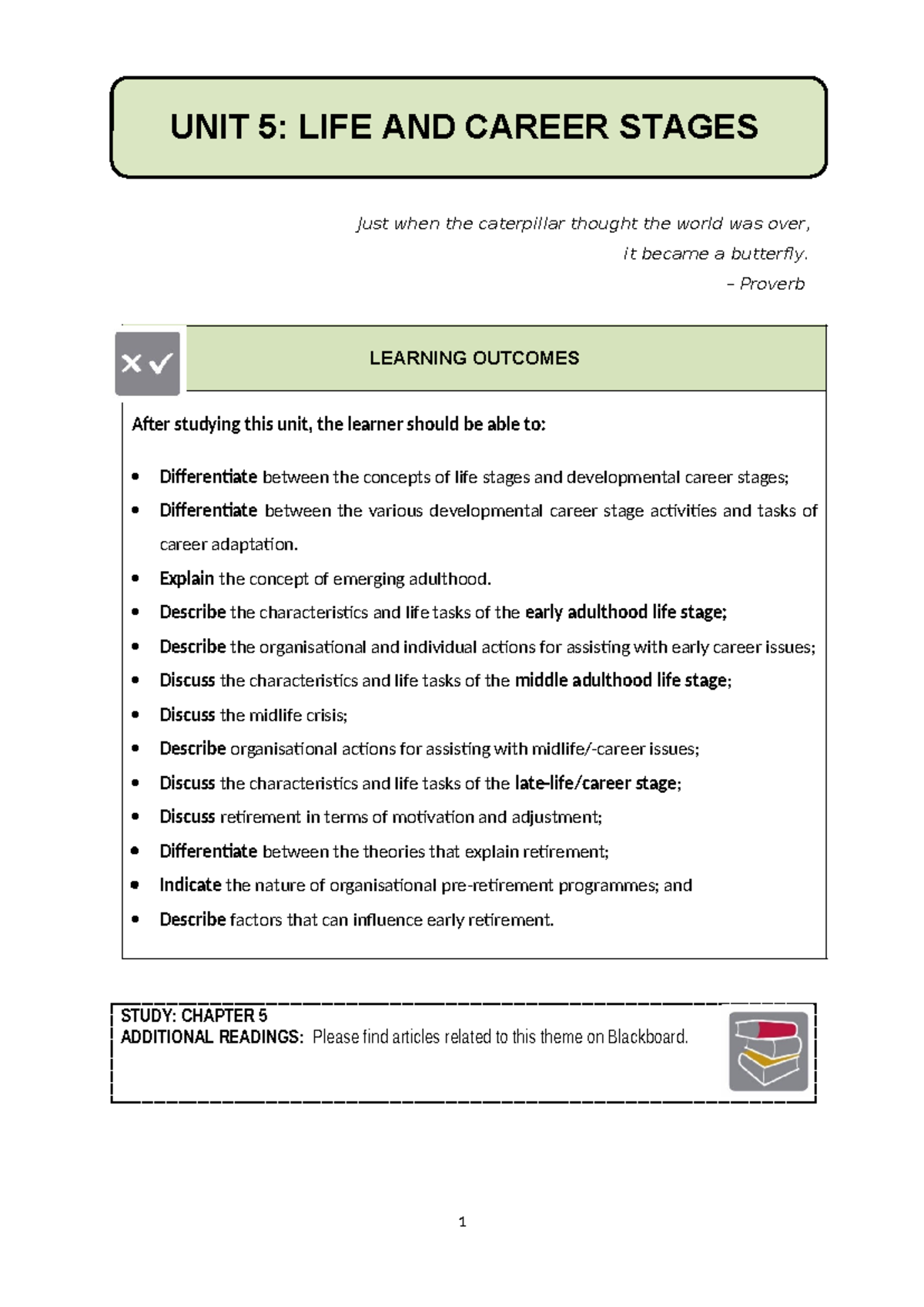 Unit 5 Life and Career Stages SG 2024 - UNIT 5: LIFE AND CAREER STAGES ...