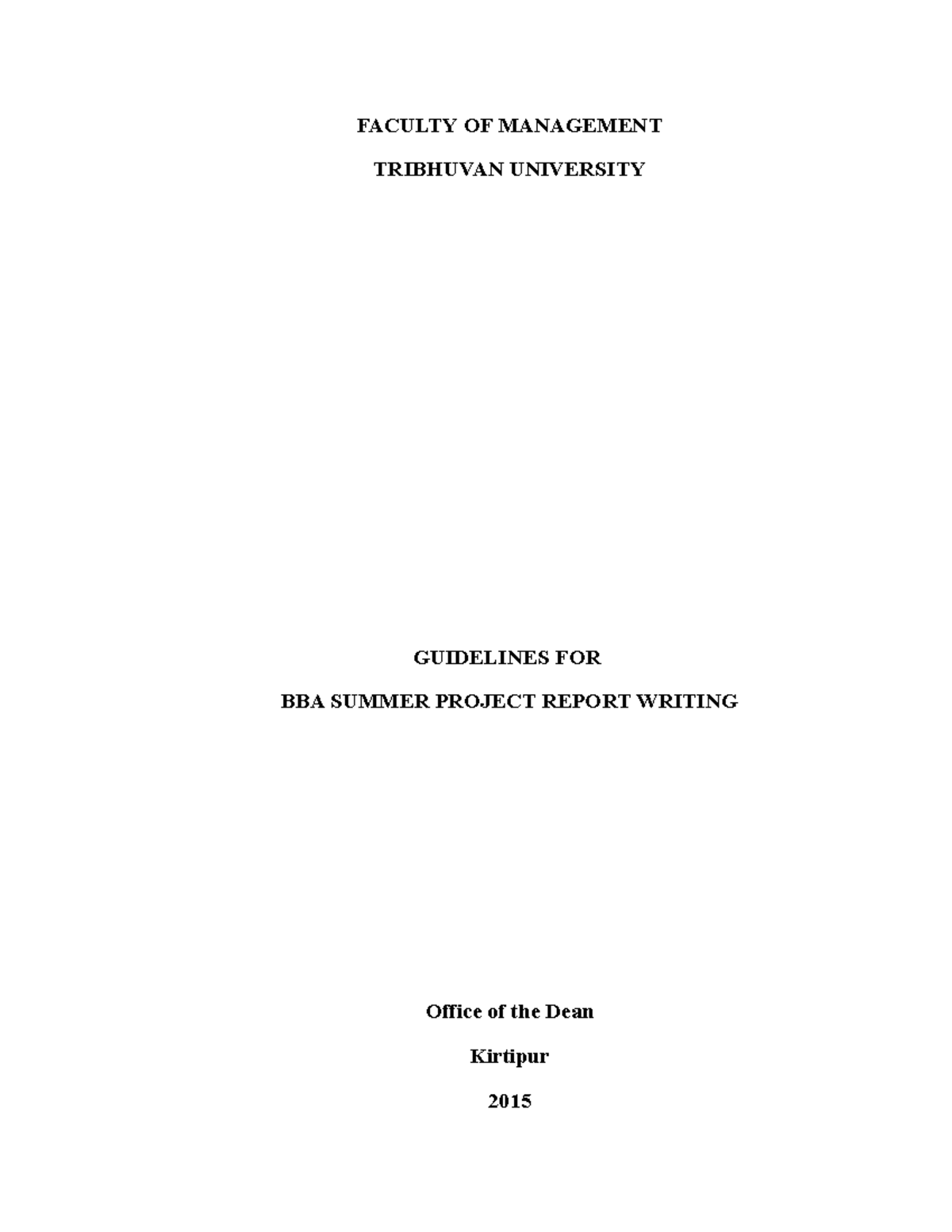 Summer Project Report format - FACULTY OF MANAGEMENT TRIBHUVAN ...