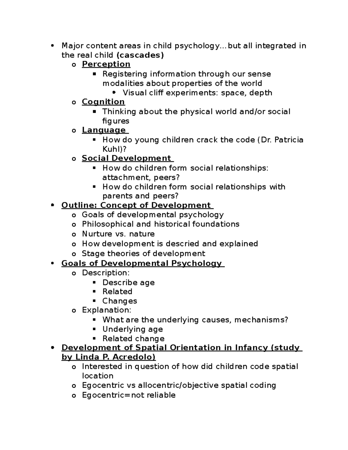 Child Psych Notes - Major content areas in child psychology.. all ...