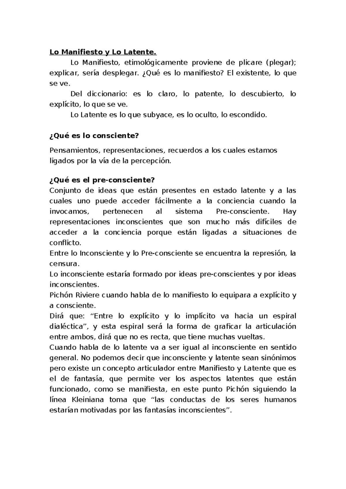 Lo Manifiesto y Lo Latente - Lo Manifiesto, etimológicamente proviene ...