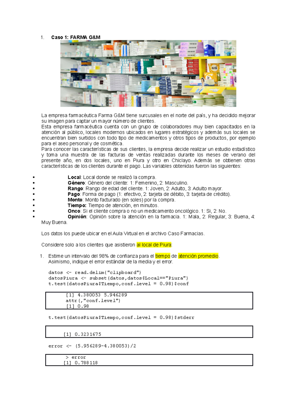 Solucionario CASO Farma - Caso 1: FARMA G&M La empresa farmacéutica ...