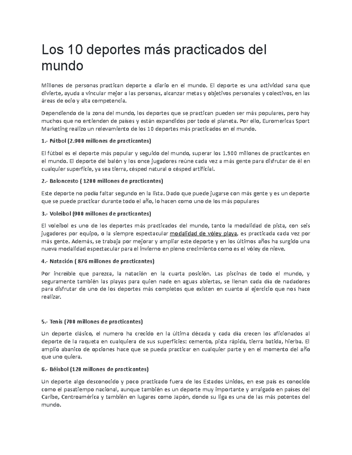 Inbound 6260675406859270090 - Los 10 deportes más practicados del mundo ...
