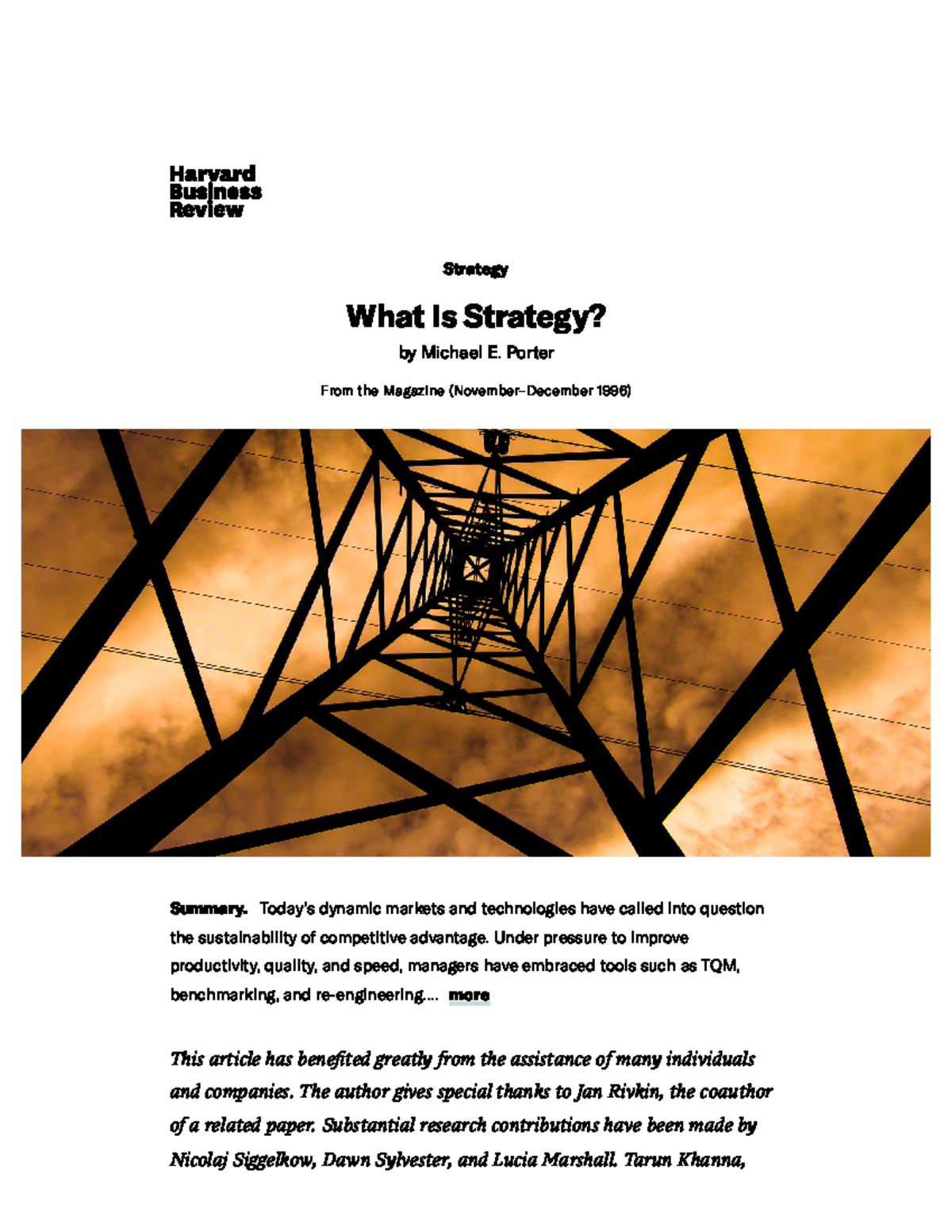 What Is Strategy Porter - Summary. Strategy What Is Strategy? by ...