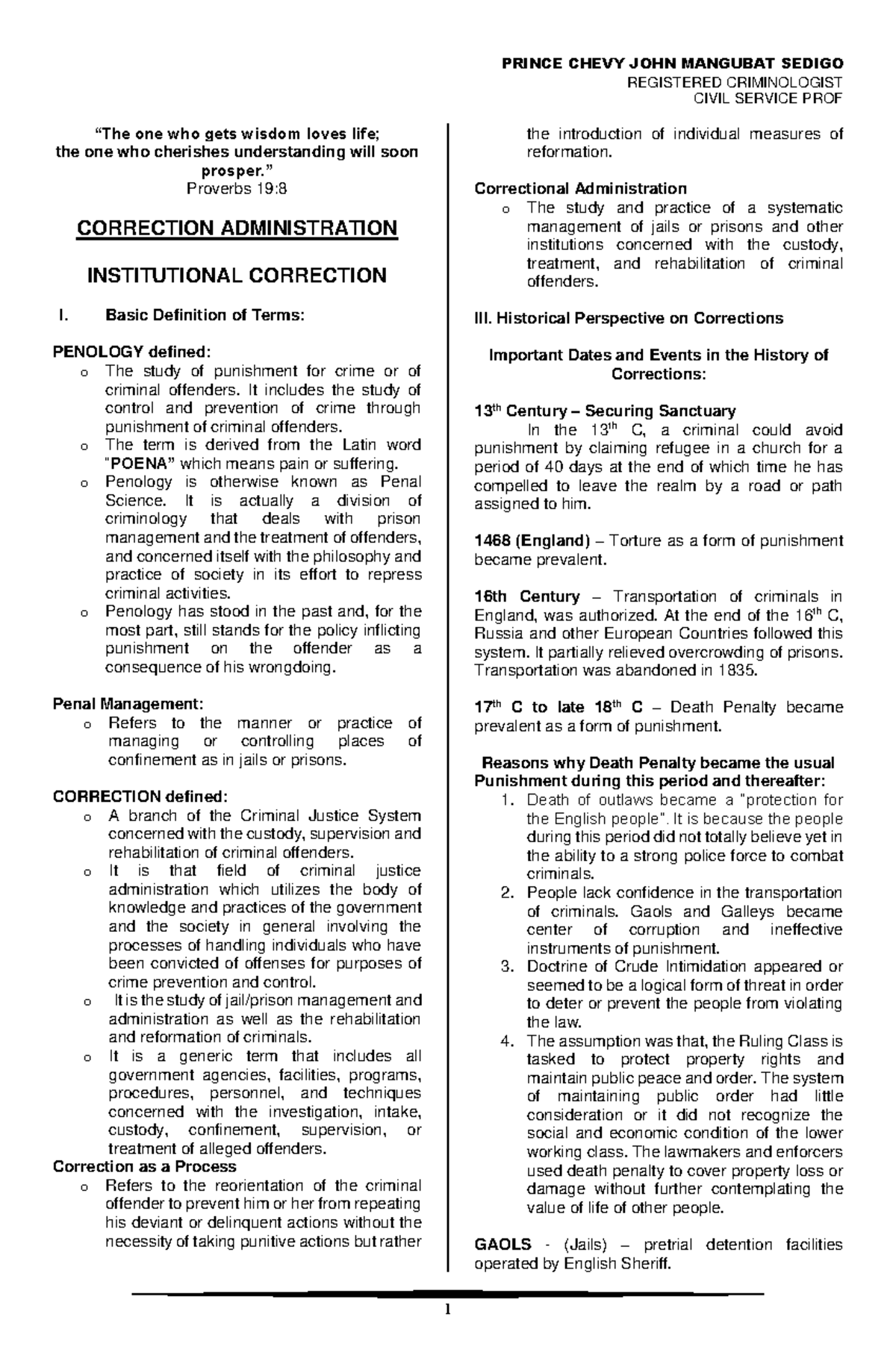 Institutional AND NON Institutional Corrections REGISTERED