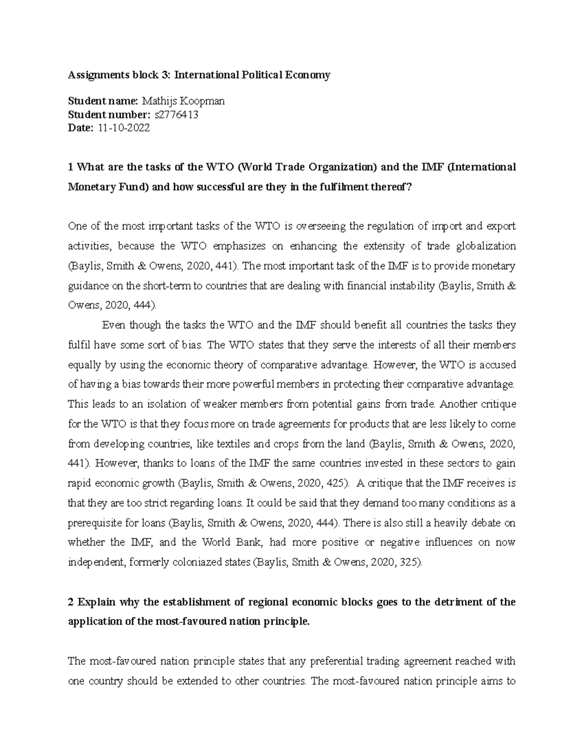 Assignments block 3 - The most important task of the IMF is to provide ...