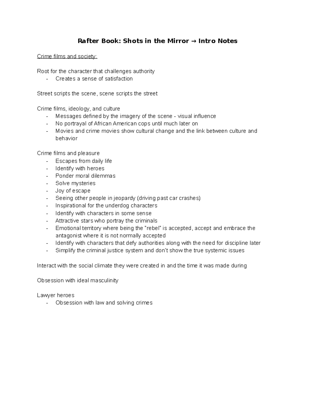 CRIM - Rafter Intro Notes - Rafter Book: Shots in the Mirror → Intro ...