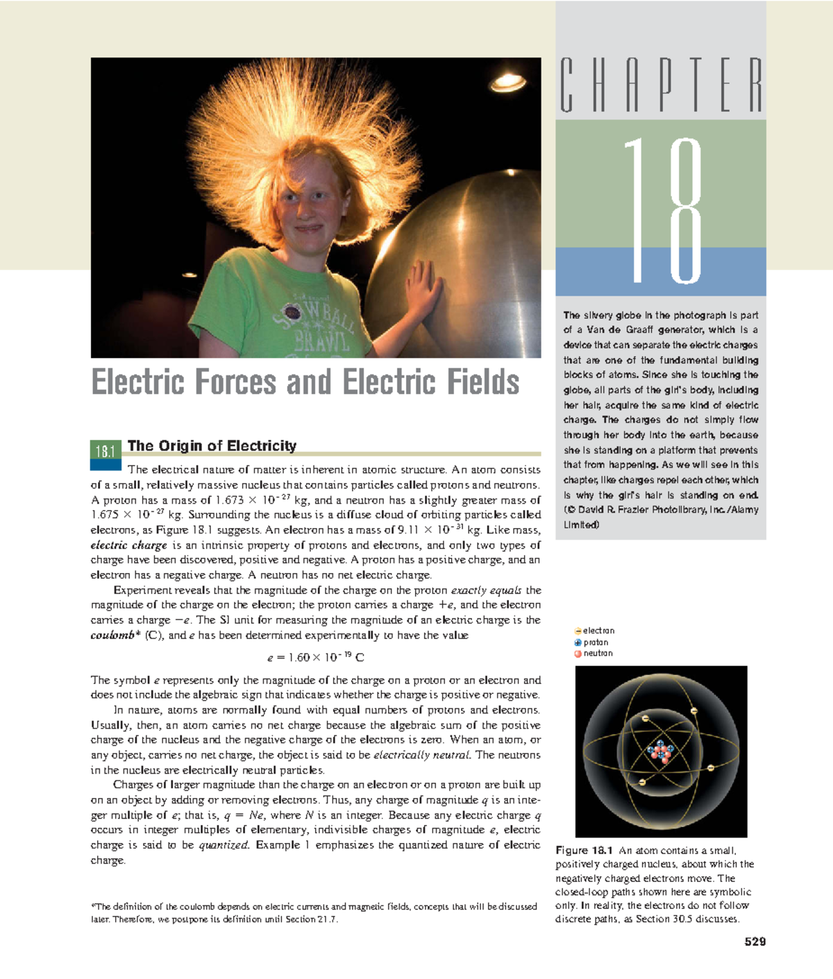 Chapter 18 - Electric Forces and Electric Fields - CHAPTER 18 Electric ...