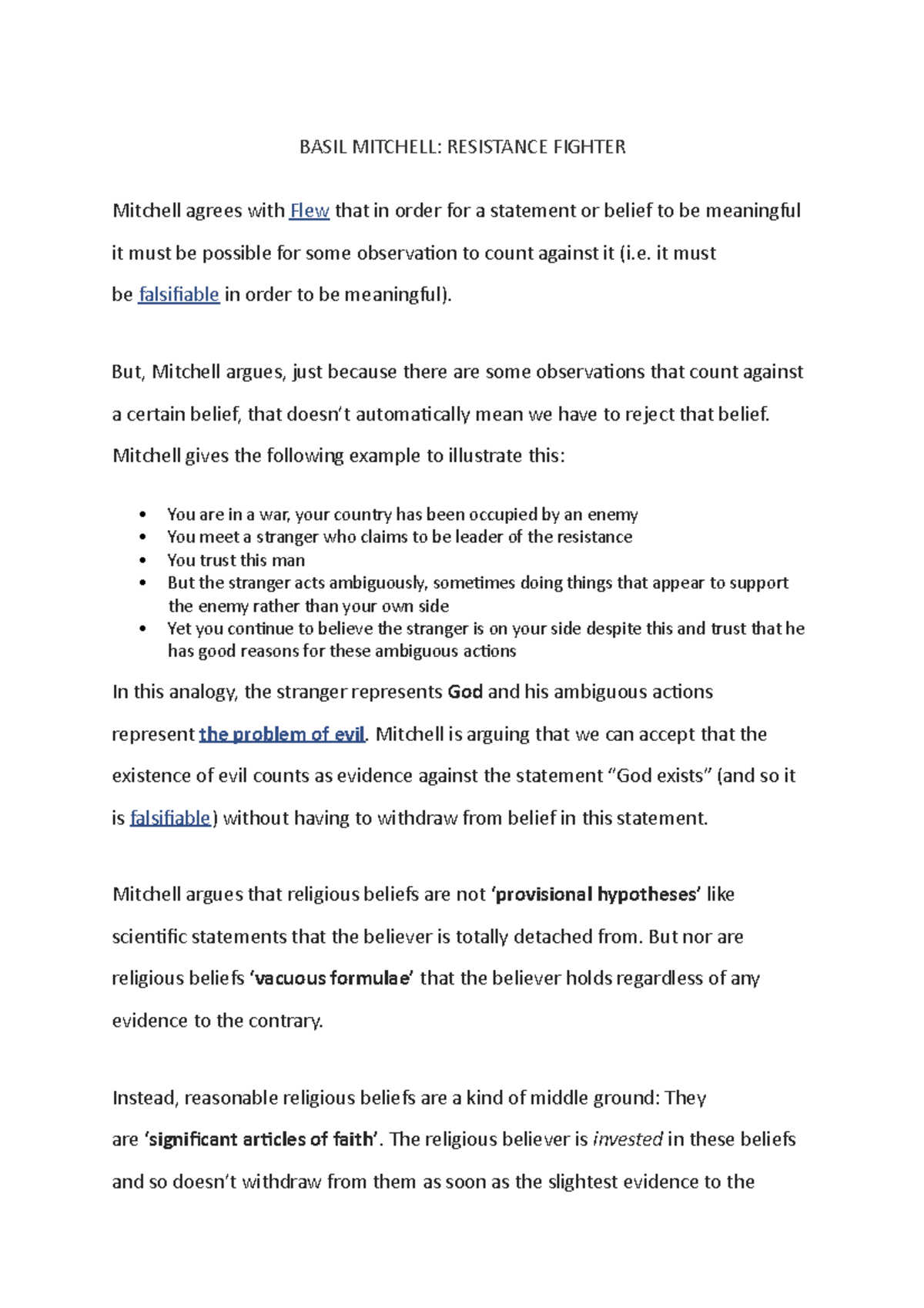 Basil Mitchell - BASIL MITCHELL: RESISTANCE FIGHTER Mitchell agrees ...