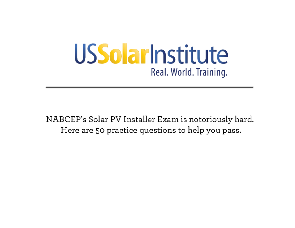Nabcep solar PV Prep Questions - NABCEP’s Solar PV Installer Exam is ...