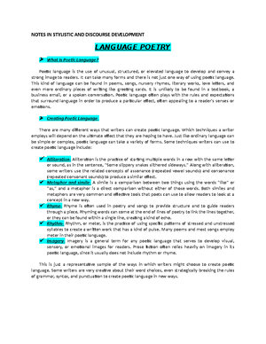 Linguistic Stylistics and Discourse Analysis - NOTES IN STYLISTIC AND ...