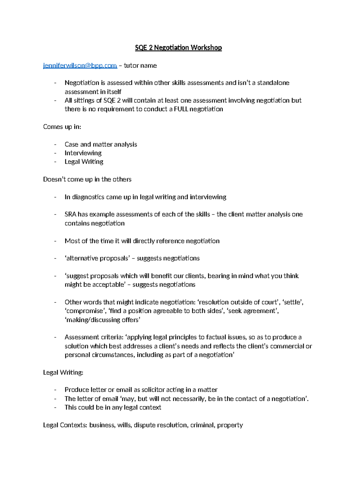 SQE 2 Negotiation Workshop - SQE 2 Negotiation Workshop jenniferwilson ...