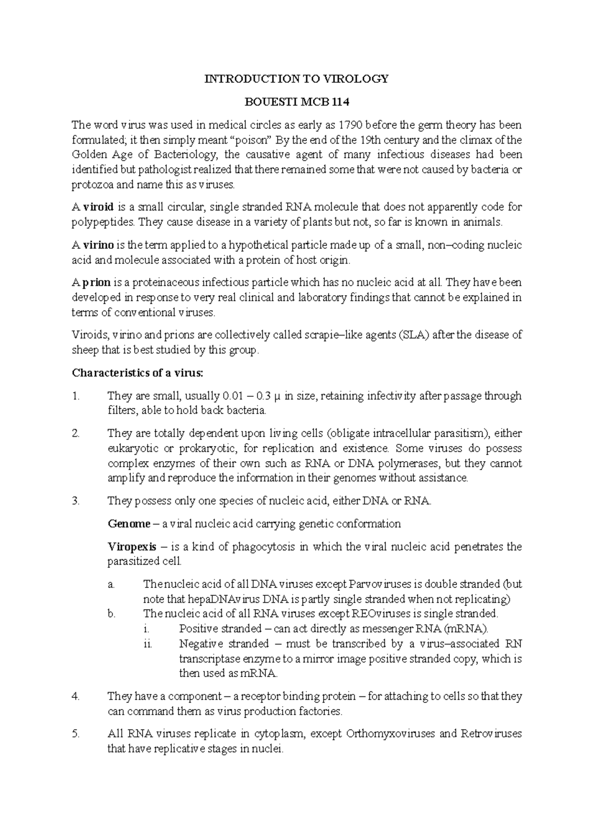 Bouesti MCB 114 - Lesson Note by Dr Ariyo Olanrewaju - INTRODUCTION TO ...