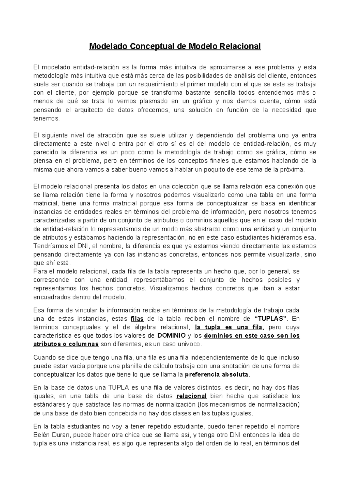 Clase 28-8 - Modelado Conceptual de Modelo Relacional El modelado ...