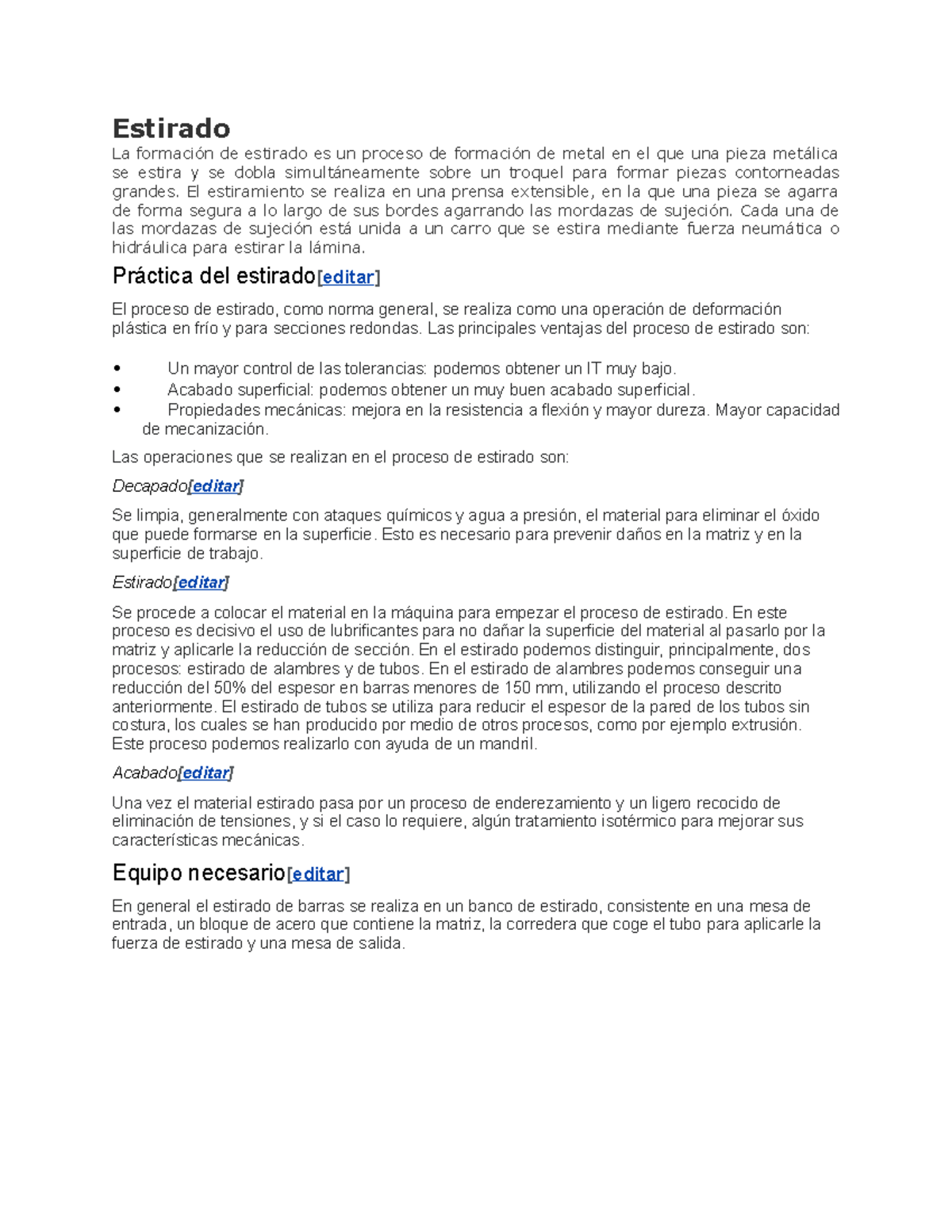 Estirado Proceso de Fabricacion de los Materiales - Estirado La ...