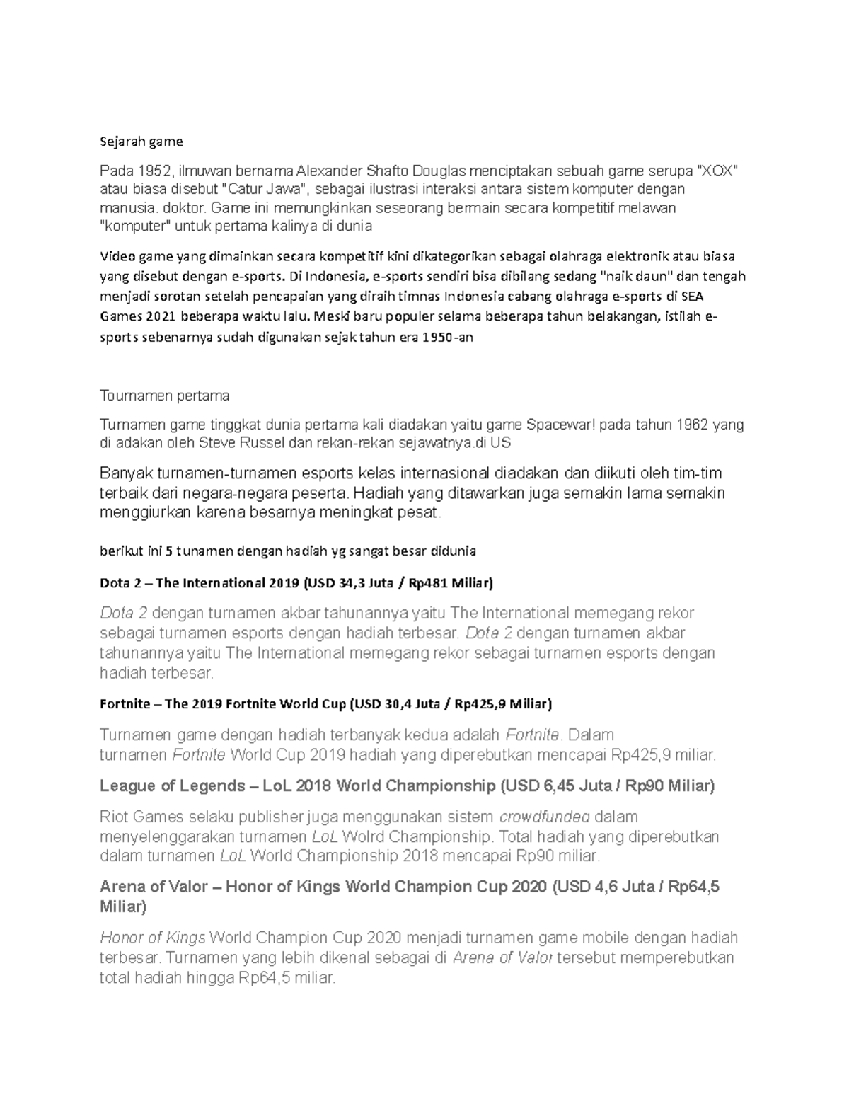 Persentasi EPD - mnnmm k k k - Sejarah game Pada 1952, ilmuwan bernama ...