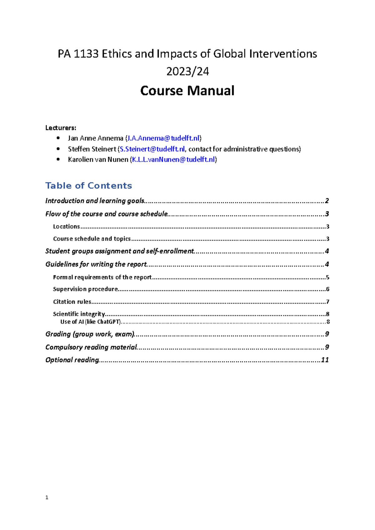 Ethics syllabus - PA 1133 Ethics and Impacts of Global Interventions ...