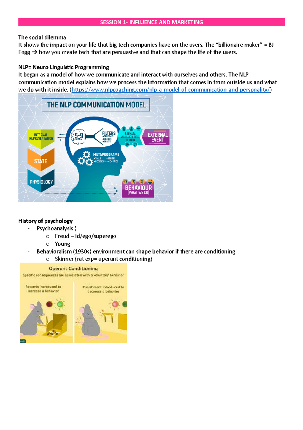 Session 1 - Notes - SESSION 1- INFLUENCE AND MARKETING The social ...