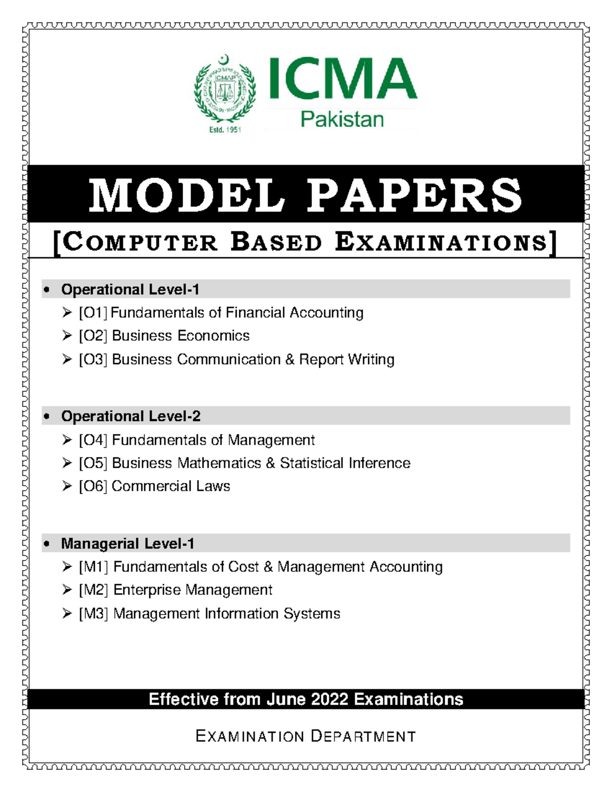 1. Model Papers OL-1 to ML-1 - Business Taxation - ICMA Pakistan - Studocu