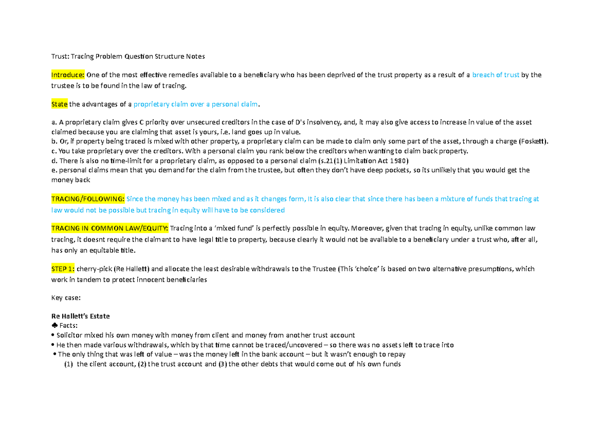 Tracing Problem question Sturcture Note - Trust: Tracing Problem ...
