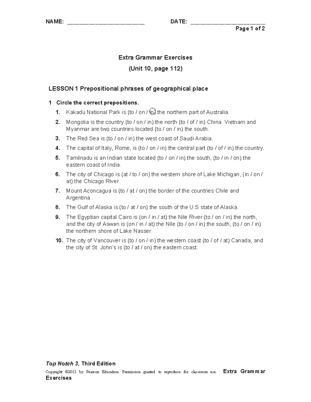 UNIT 10 - Lesson 1 - NAME: _________________________ DATE ...