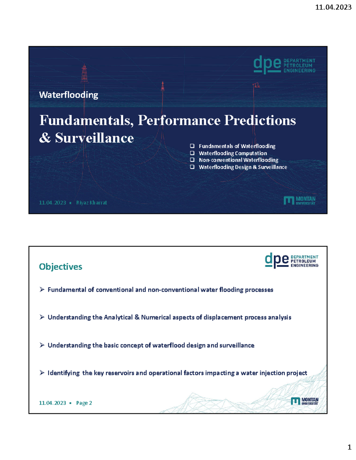 Chapter 1 -WFC- Introduction (2023) - 11. Waterflooding Riyaz Kharrat Fundamentals, Performance ...