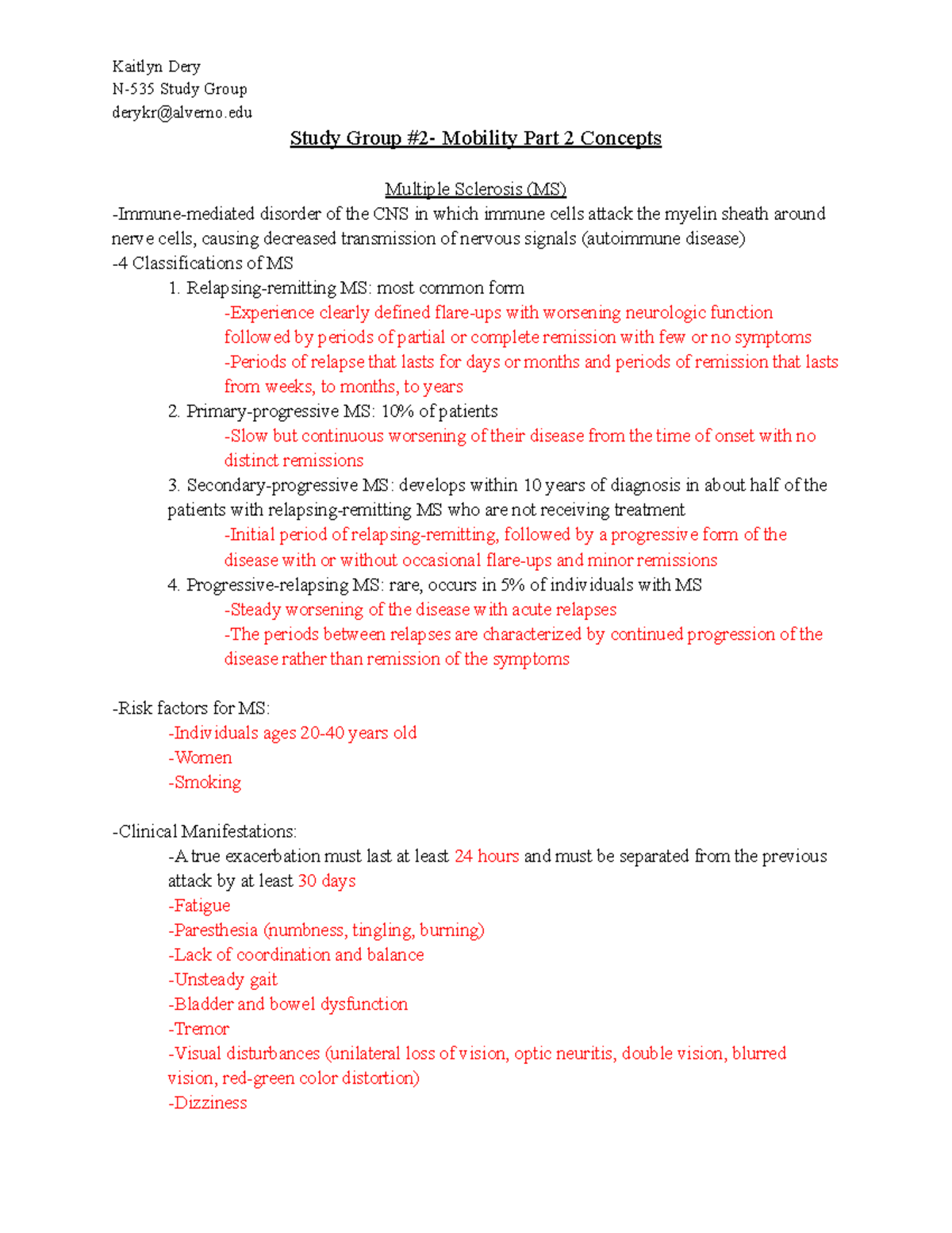 N535 Study Group #2- Mobility Part 2 Concepts - N-535 Study Group ...